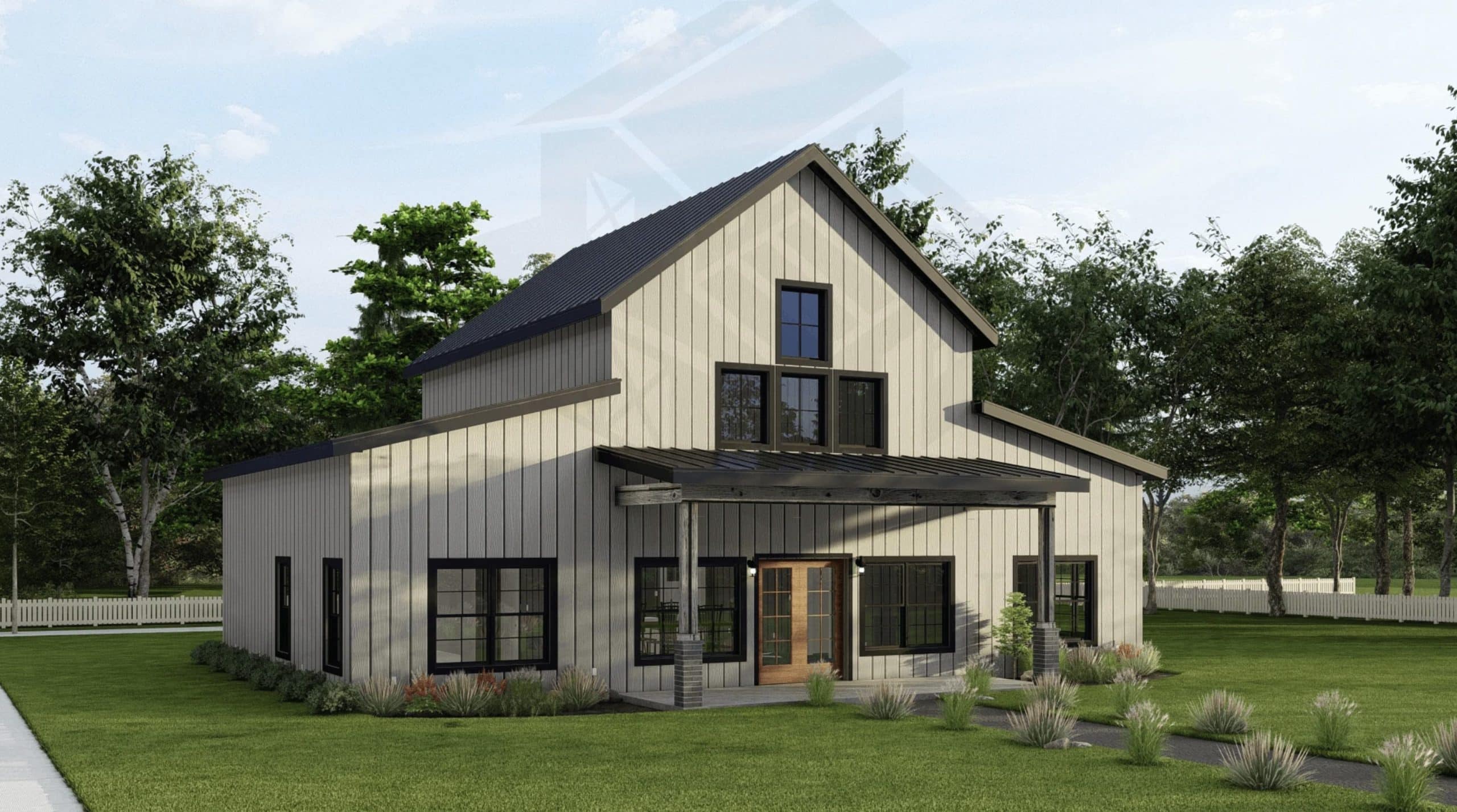 Pole Barn Duplex Plans 20' X 32' Modern Barn House Architectural Plans
